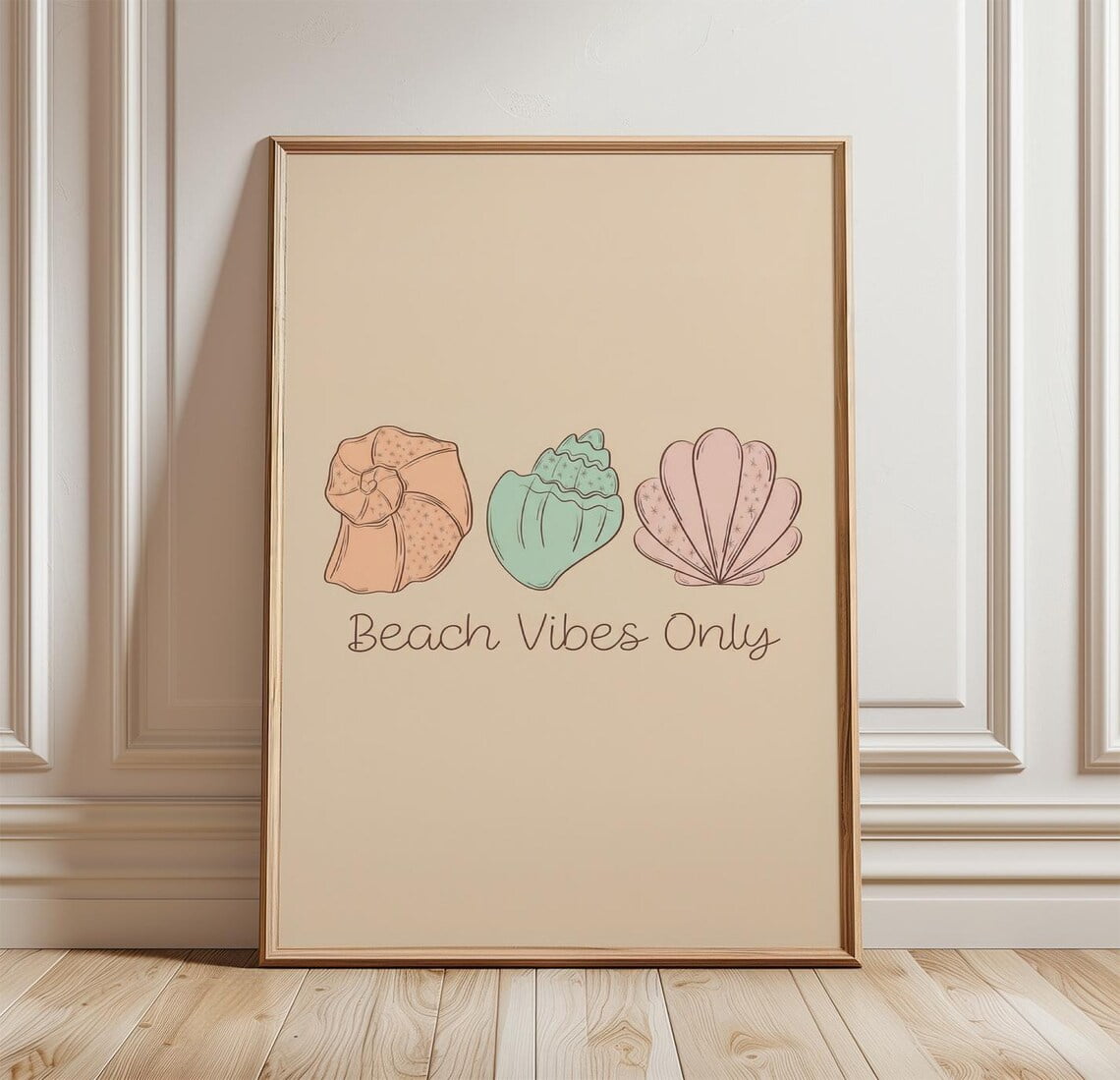Beach Vibes Only Poster Minimal Seashell Wall Art Soft Coastal Decor ...