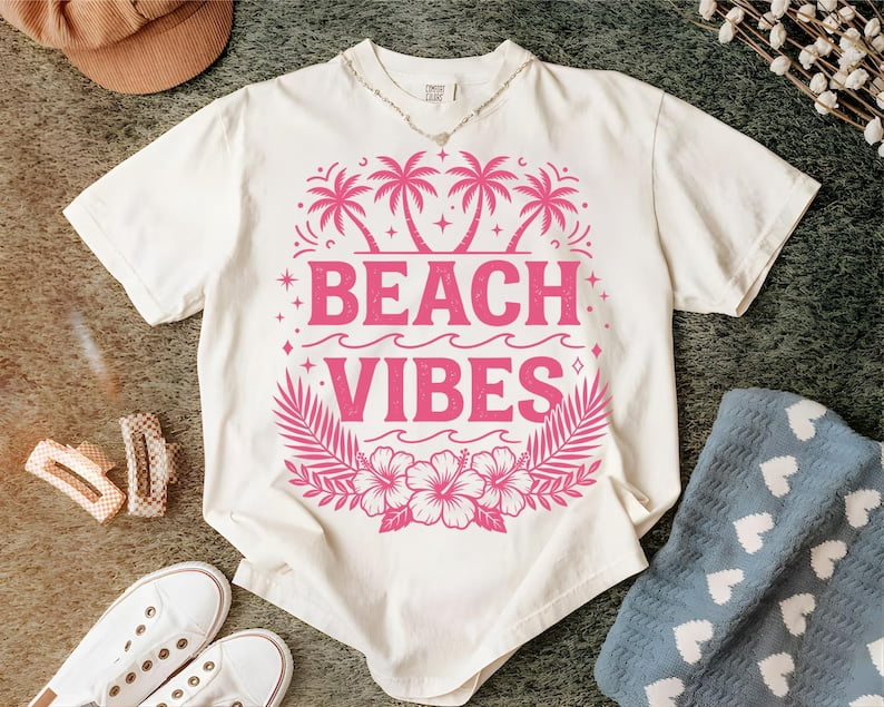 Beach Vibes Shirt, Summer Tee, Tropical Vacation Shirt, Aesthetic Beach ...