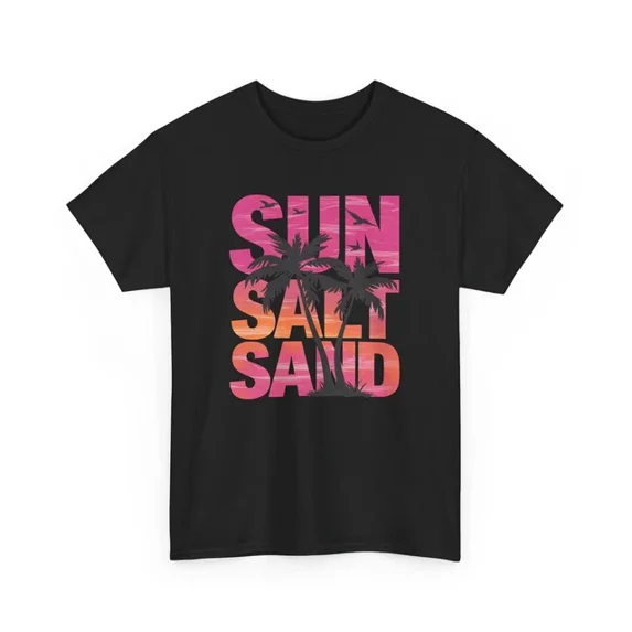 Beach Vibes T-Shirt, Summer Ocean Waves Tee, Retro Sun Salt Sand Shirt ...