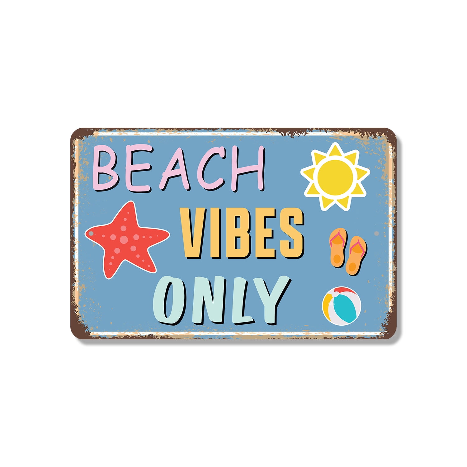 Beach Vibes Only Vintage Style (2 Pack) 8 Inch x 12 Inch Novelty ...