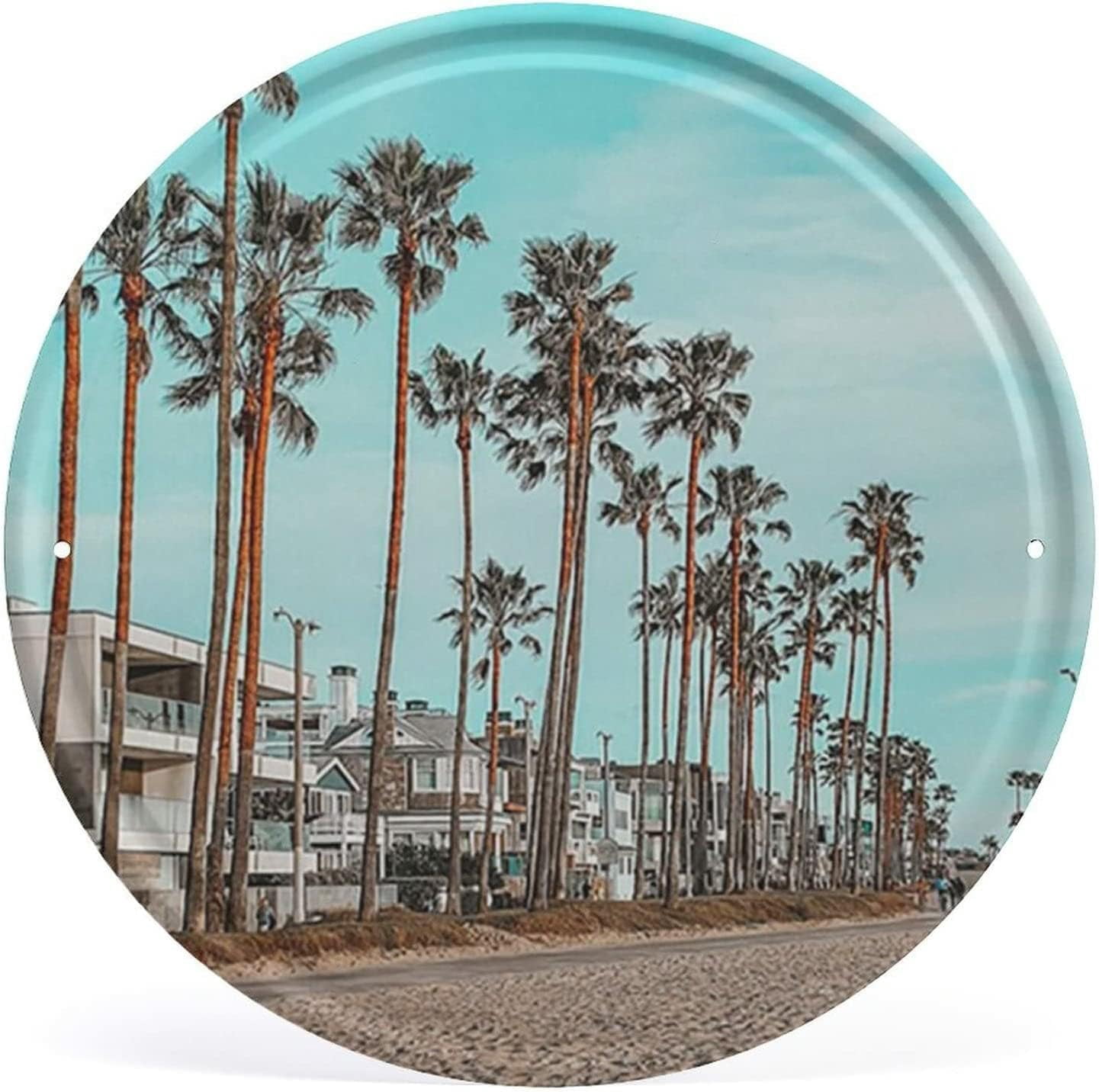 Beach Vintage Style Round Tin Signs Wreath Making Sign Summer Retro ...