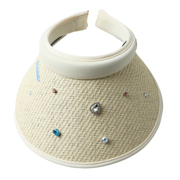Beach Visor Sun Visor Sun Hat y2k Rhinestones Visor Women Straw Visor ...