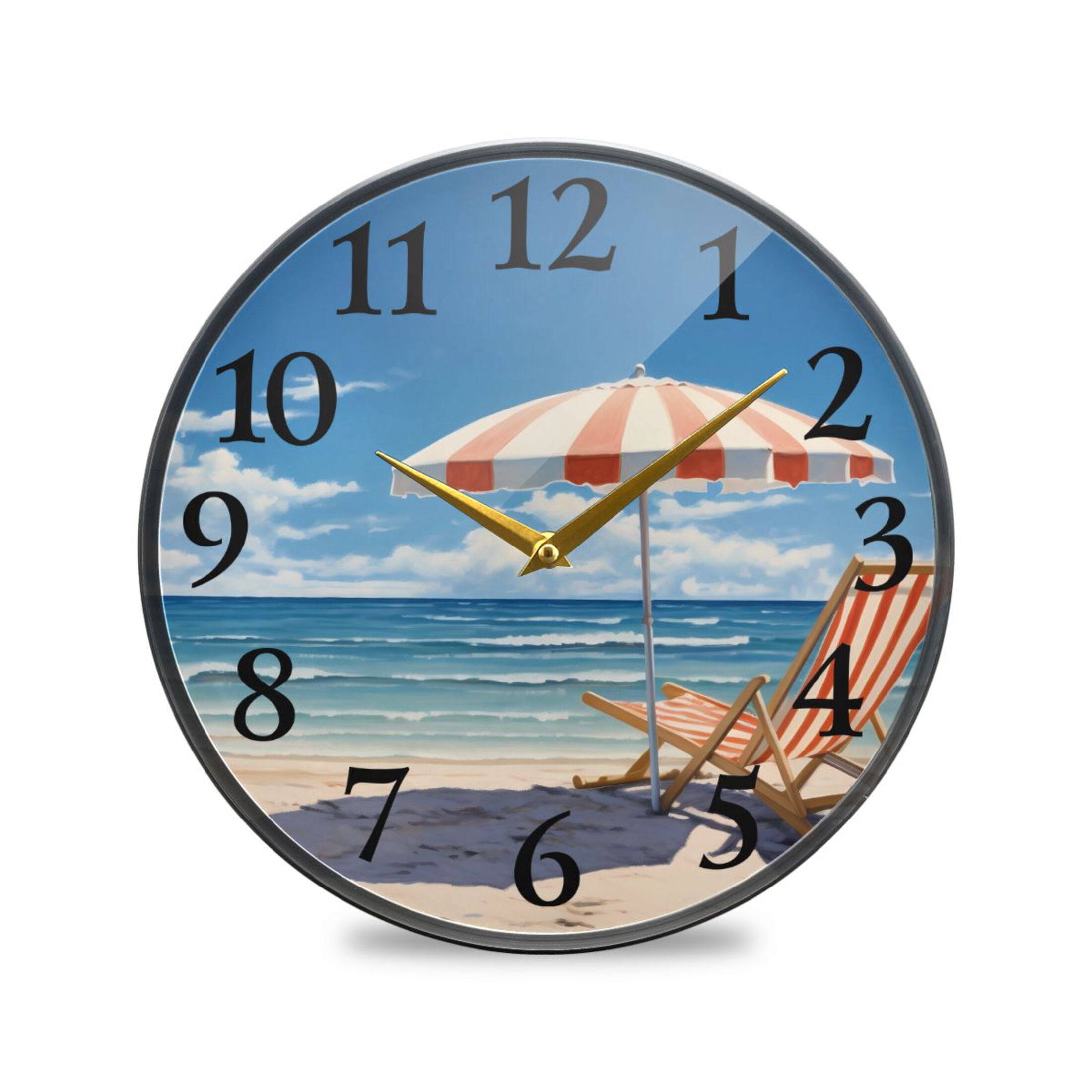 Beach Vocation Wall Clocks Battery Operated 9.5 Inch Round Clock ...