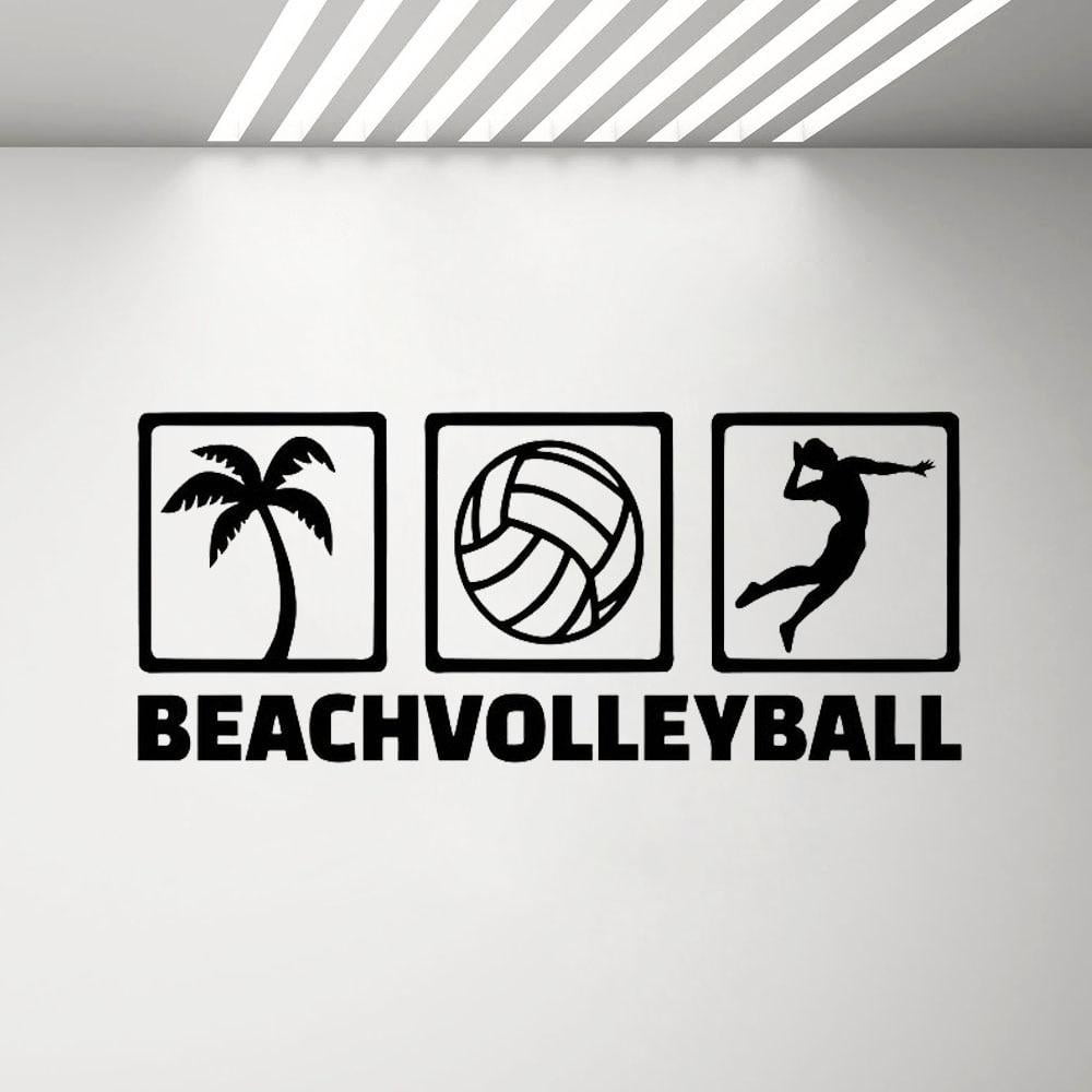 Beach Volleyball Logo Wall Sticker Sports Bedroom Vinyl Art Decals Home ...