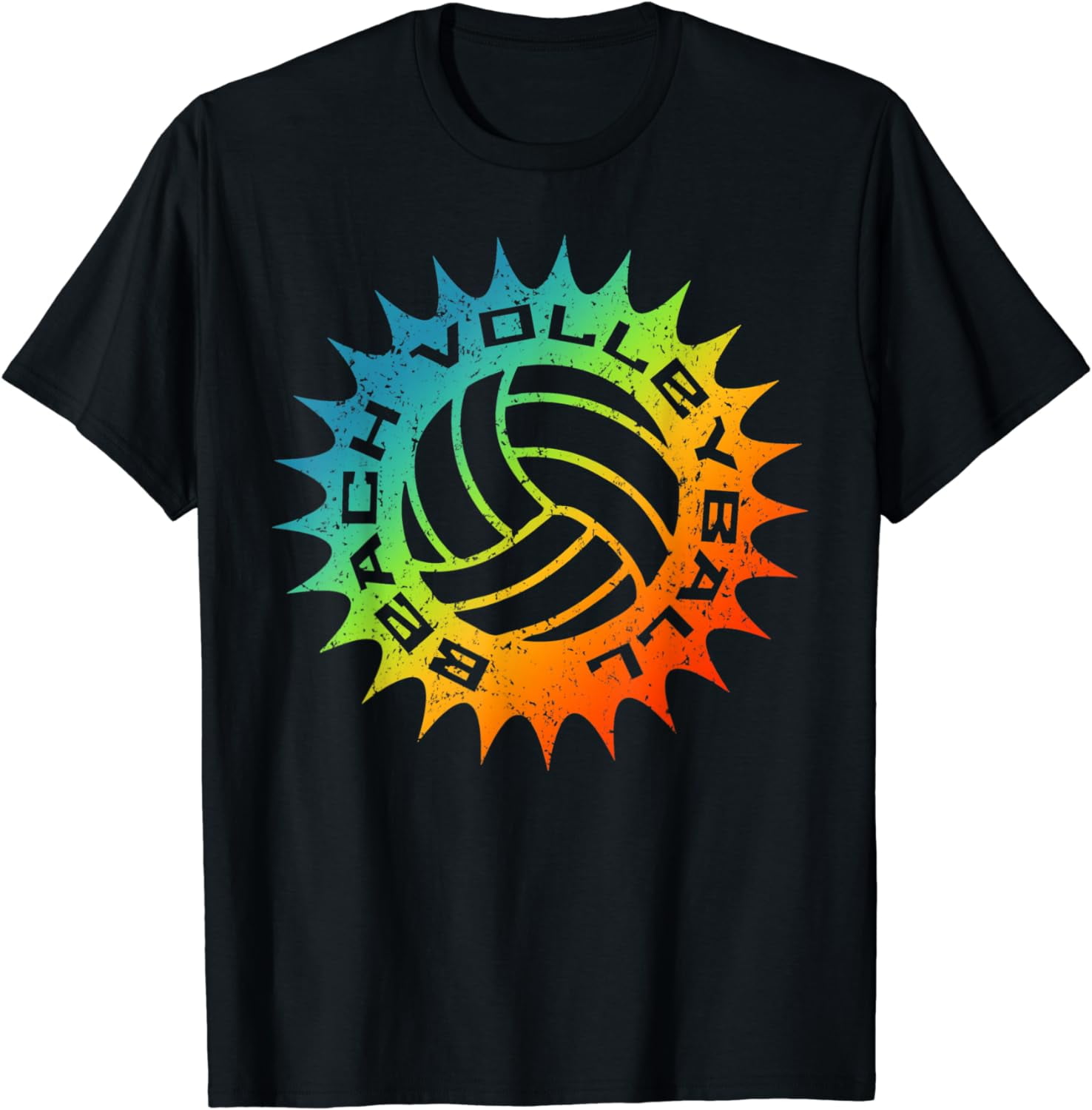 Beach Volleyball t-shirt | Cool Rainbow Sun Volley Ball tee - Walmart.com