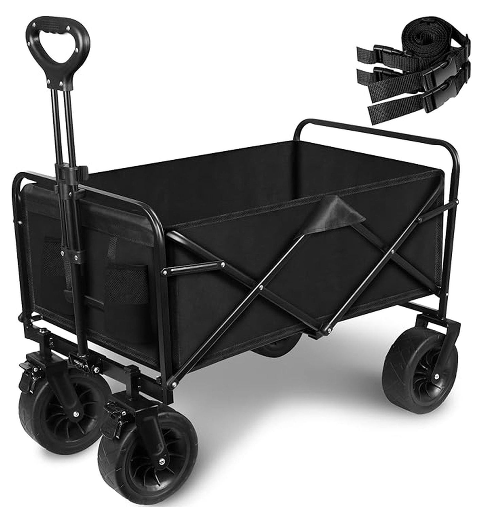 Beach Wagon Cart, Collapsible Utility Wagon with All-Terrain Wheels ...