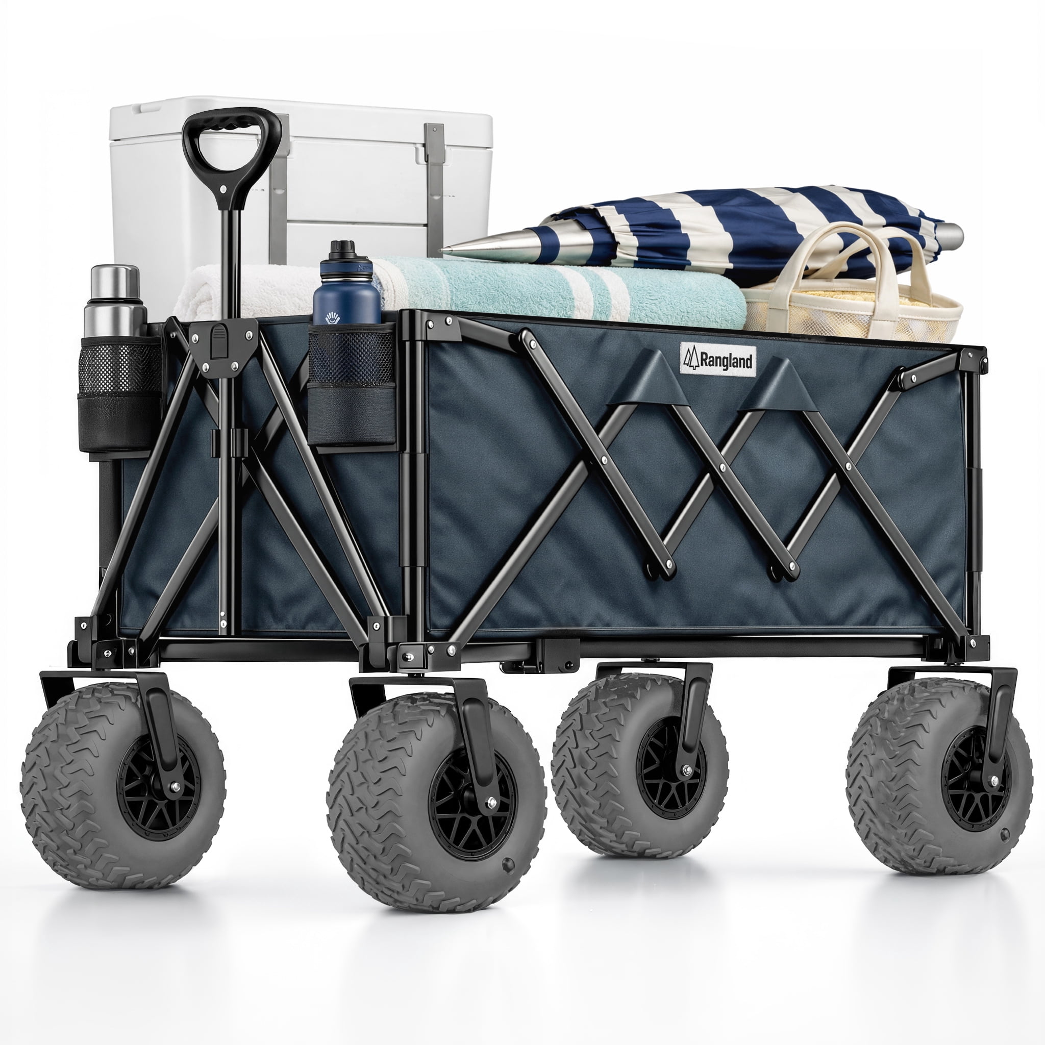 Beach Wagon with Heavy-Duty 10" Air Tires - All Terrain Folding Card ...