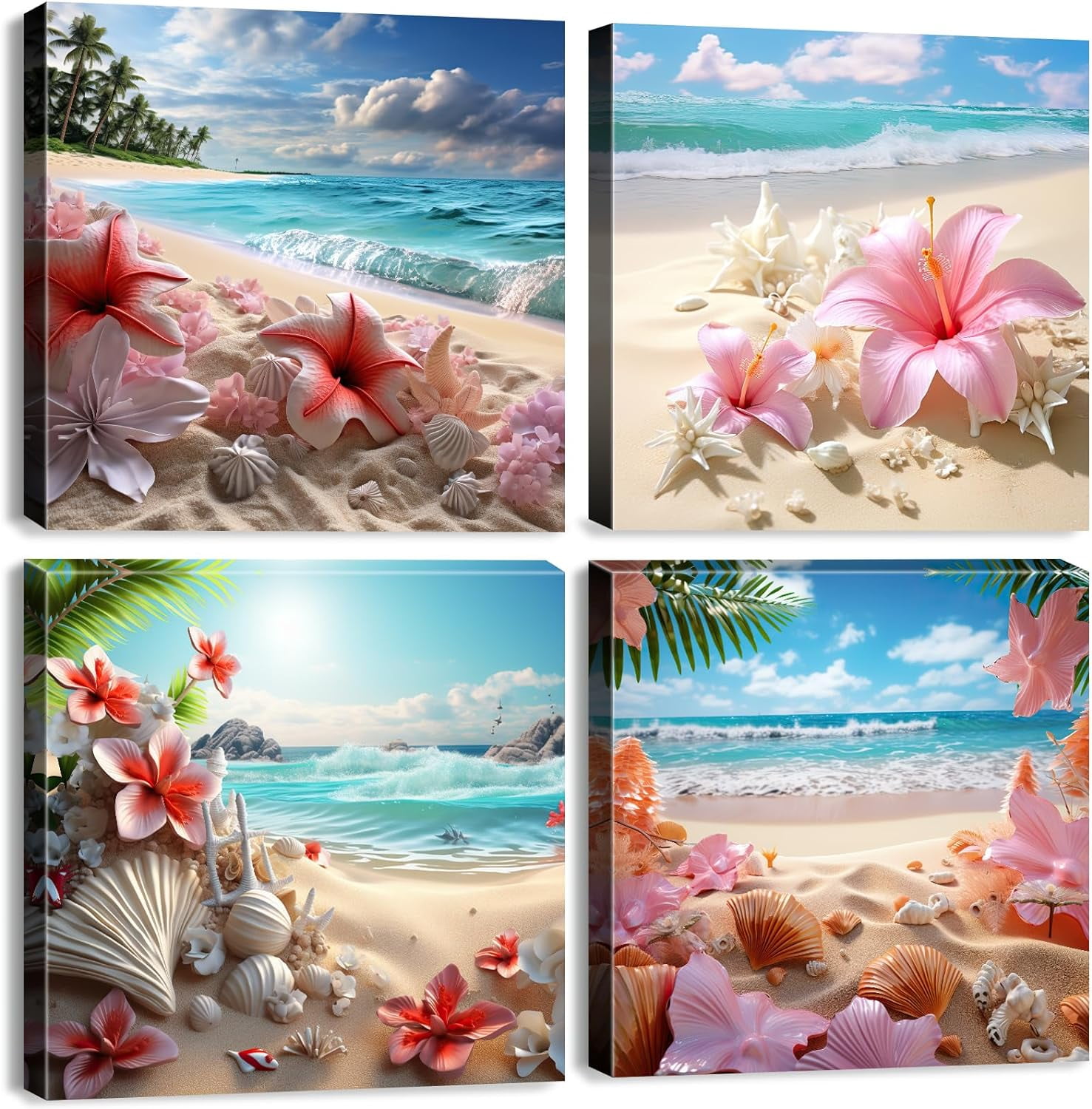 Beach Wall Art Bathroom Decor Blue Ocean Seascape Canvas Prints ...