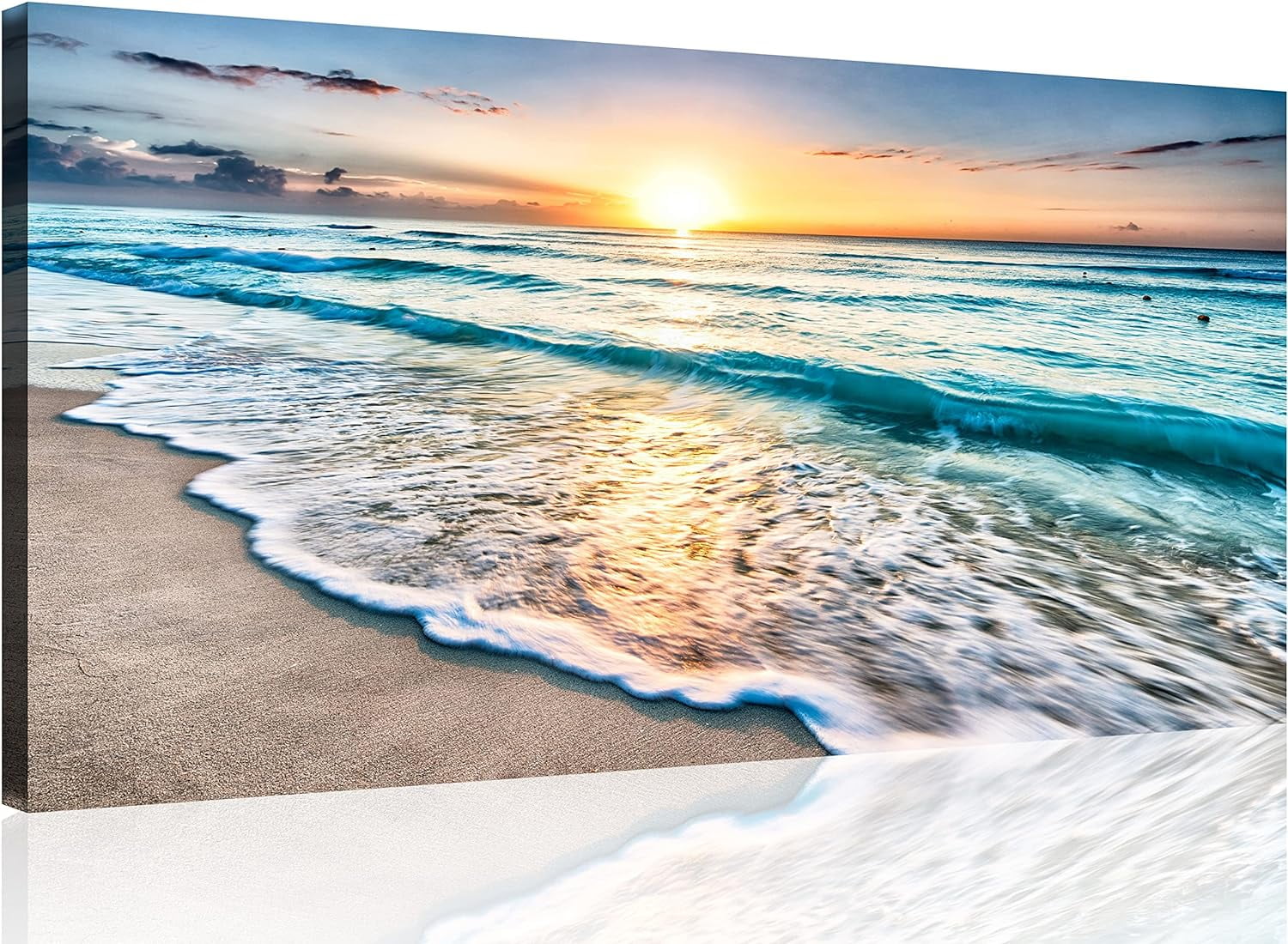 Beach Wall Art Beach Wall Decor Blue Sea Sunset White Beach Ocean Wall ...