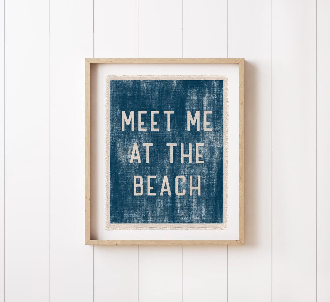 Beach Wall Art, Meet Me At The Beach Poster, Surf Tapestry Flag ...