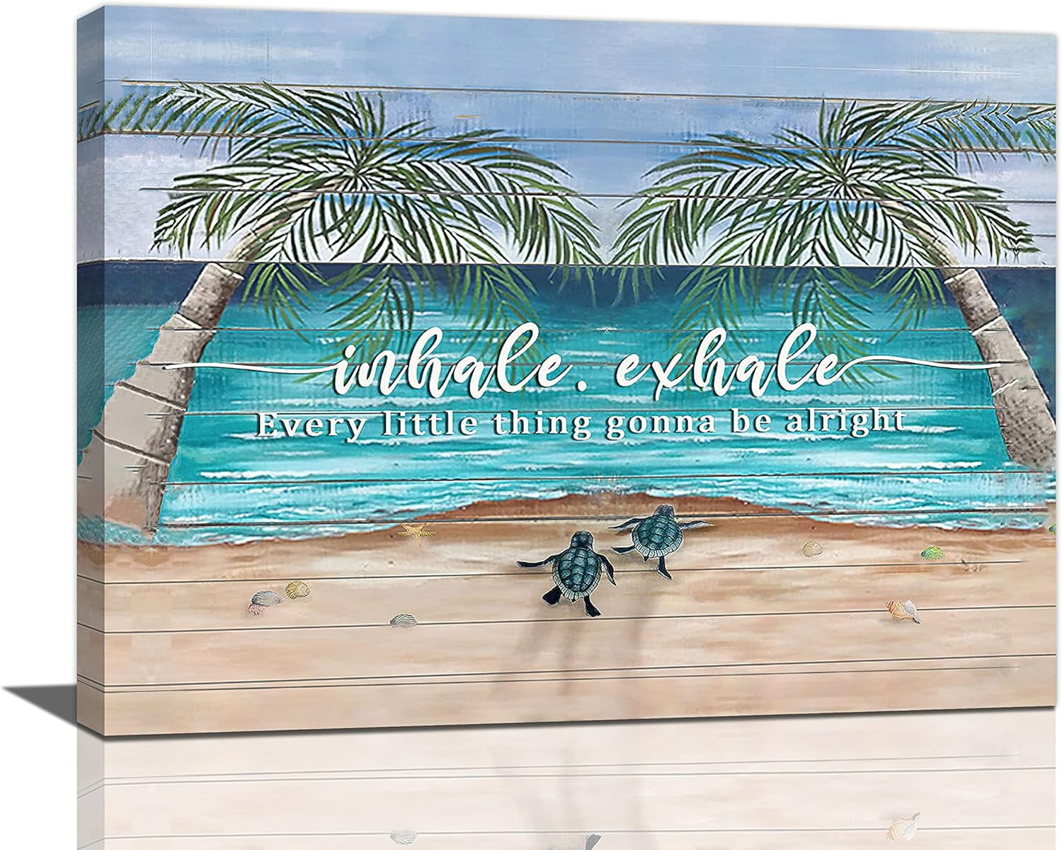 Beach Wall Art Motivational Sea Turtles Wall Decor Inspirational Inhale ...