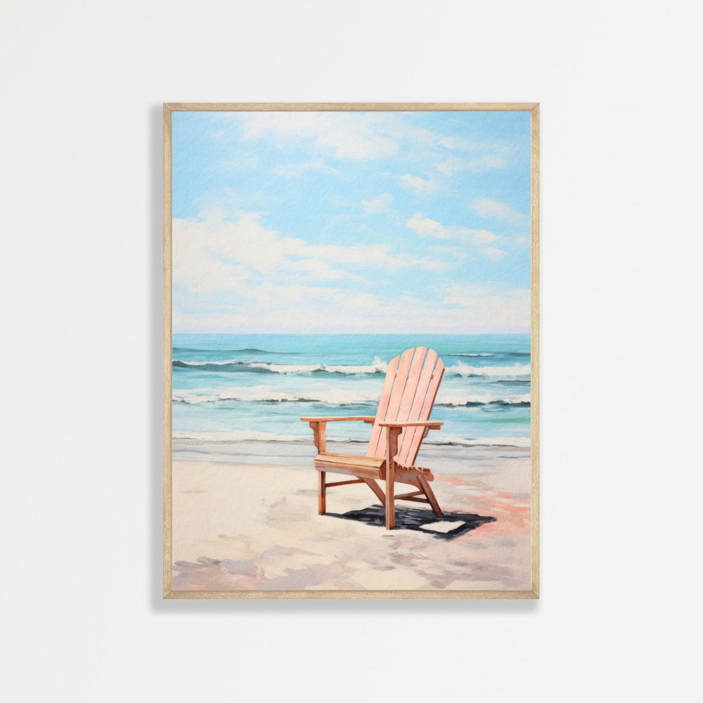 Beach Wall Art Print, Retro Coastal Home Decor, Pastel Aesthetic Beach ...