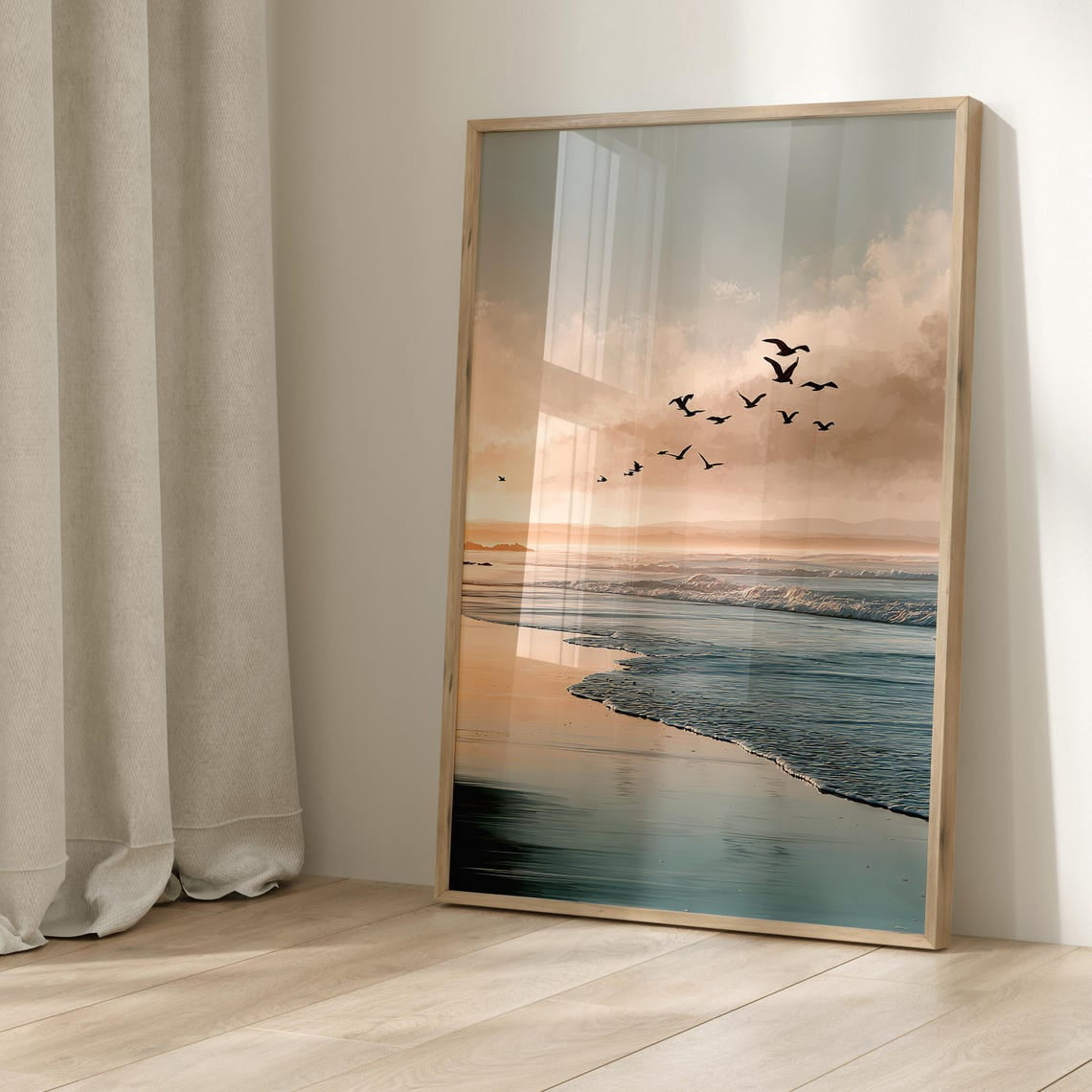 Beach Wall Art Seagulls Coastal Beach Ocean Beachy Wall Art Minimalist ...