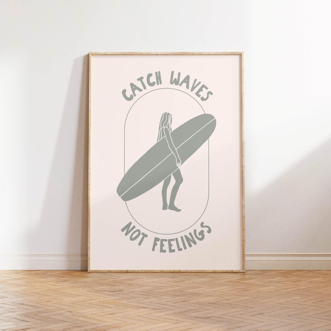 Beach Wall Art Surf Print Minimalist Surf Decor Surfer Girl Art Print ...