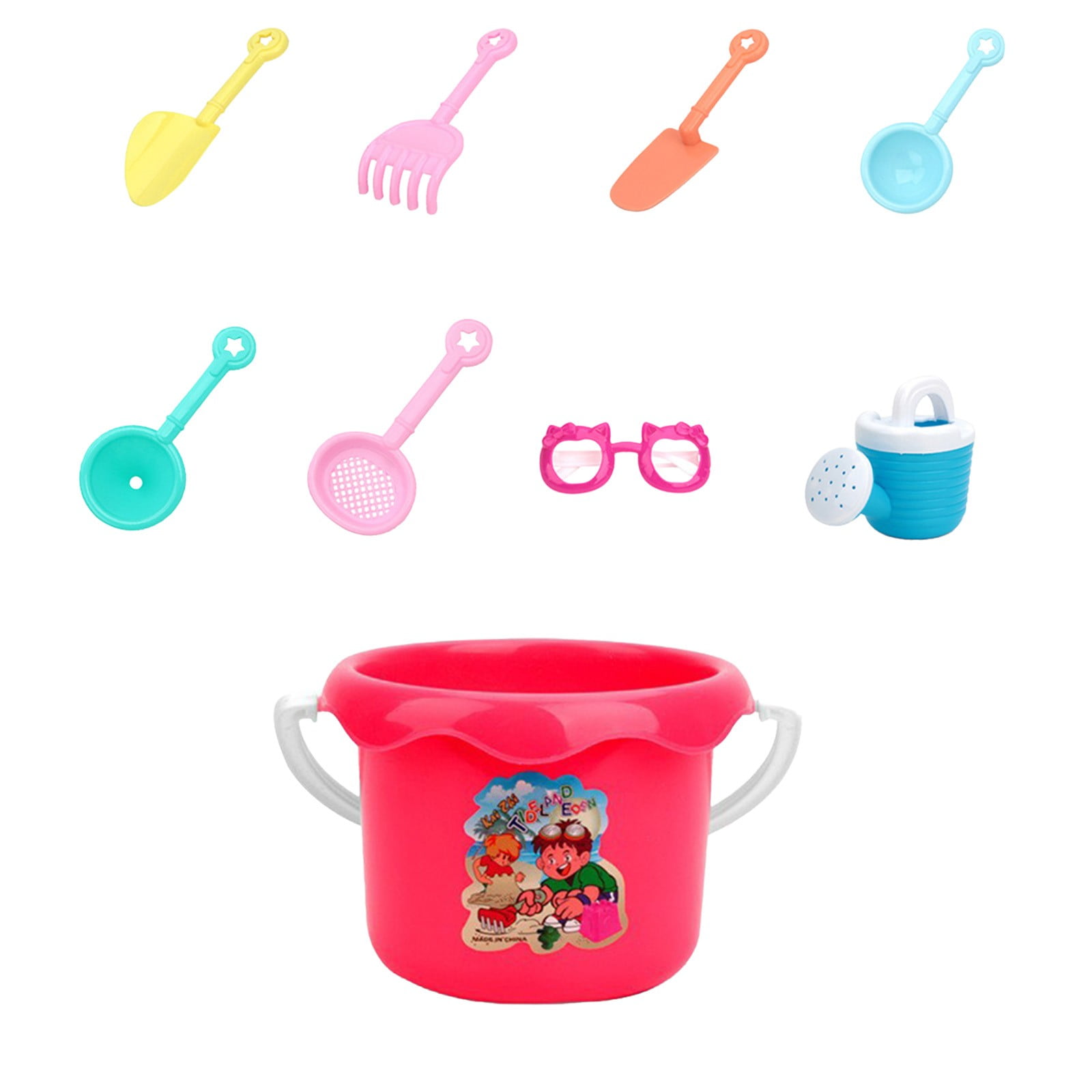 Beach Water Play Set 9 Piece Sand Toy Bucket Shovel Molds Building Kit ...