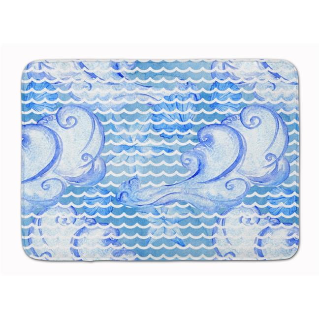 Beach Watercolor Abstract Waves Machine Washable Memory Foam Mat ...