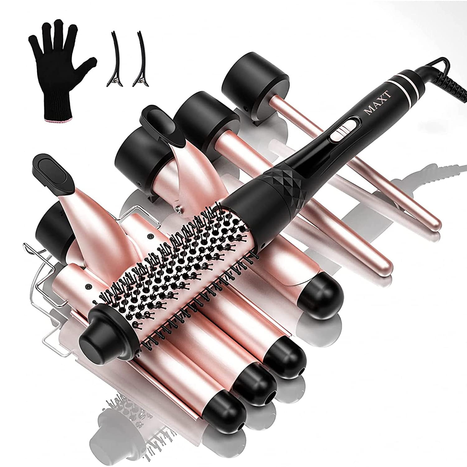 Beach Wave Curling Iron Wand, 8 in 1 Hair Waver 3 Barrel Curling Iron ...