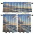 Beach Wave Kitchen Curtains Set for Windows, Watercolor Blue Sky Ocean ...