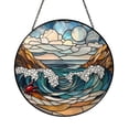 Beach Wave Landscape Stained Glass Style Round Window Hanging2101 ...