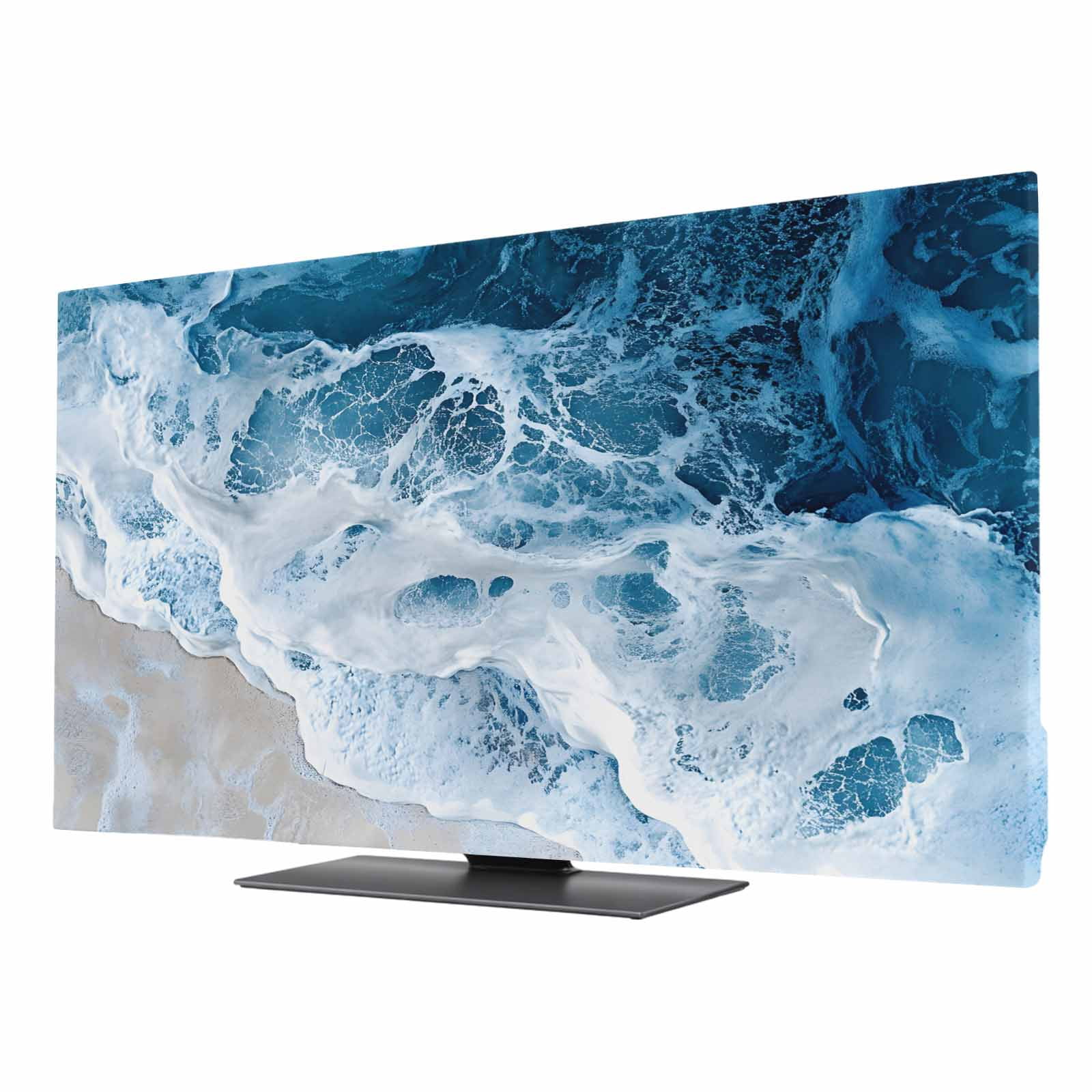 Beach Wave Modern Art TV Dust Cover 24 Inch, Watercolor Blue Ocean ...