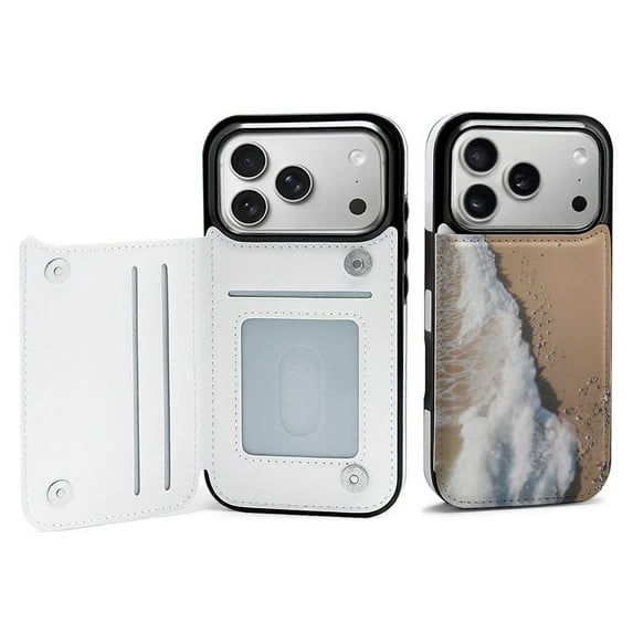 Beach Wave Pattern Leather Wallet Case for iPhone 16 Pro Max Wallet ...
