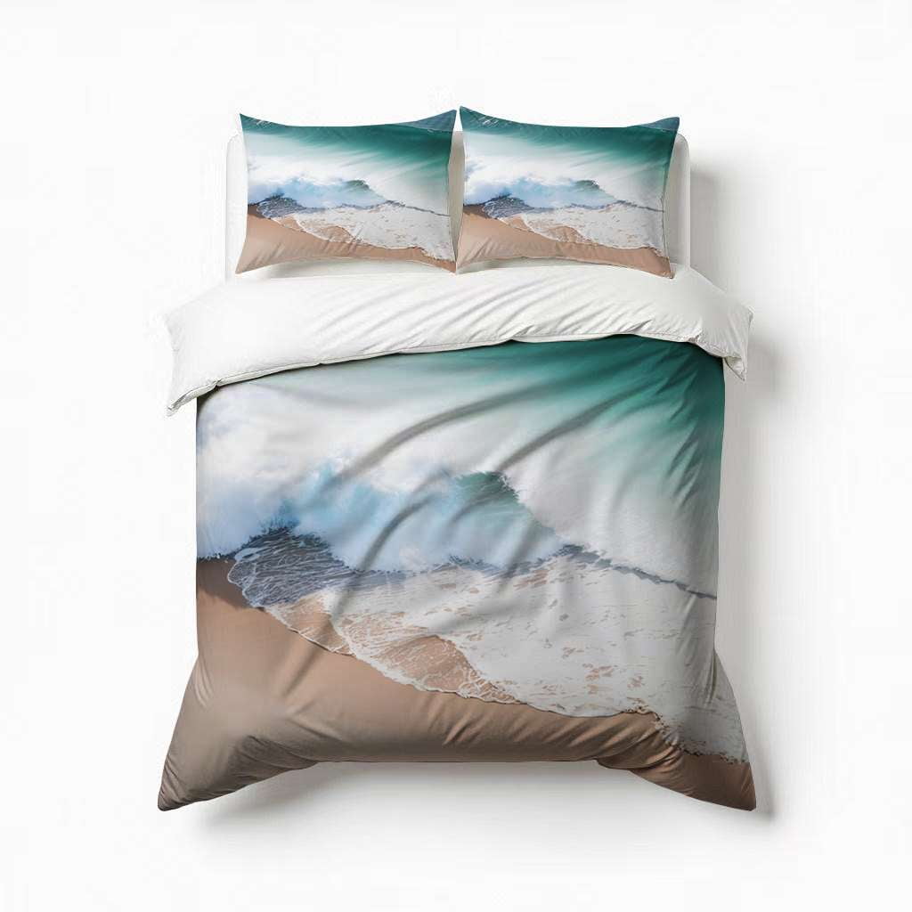 Beach Wave Print Bedding Set 3 Pcs Soft Microfiber Quilt Cover For ...