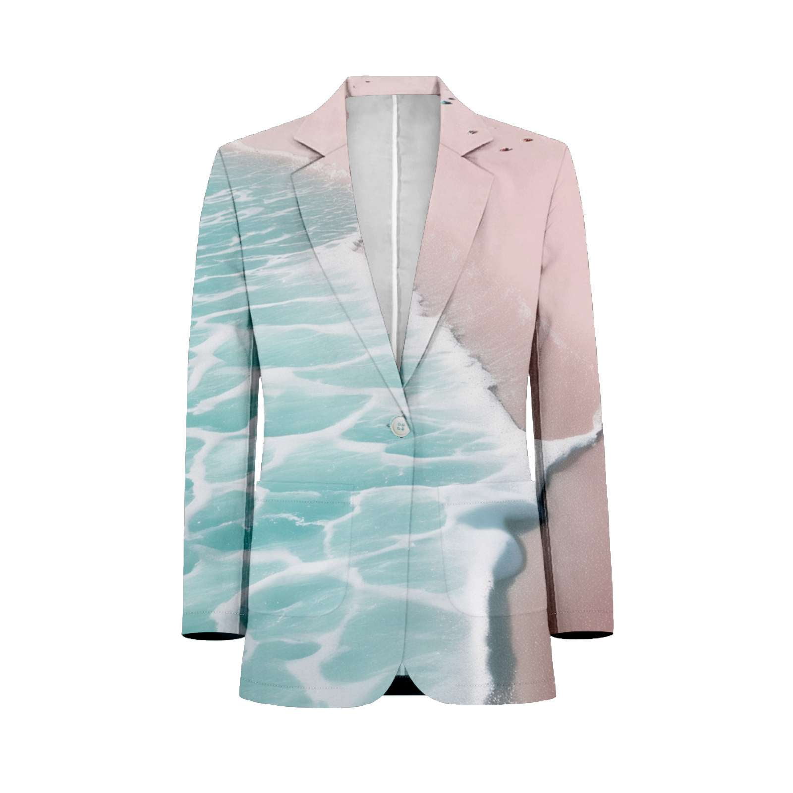 Beach Wave Print Mens Suits Shawl Collar Slim Fit Suit Mens Groom ...
