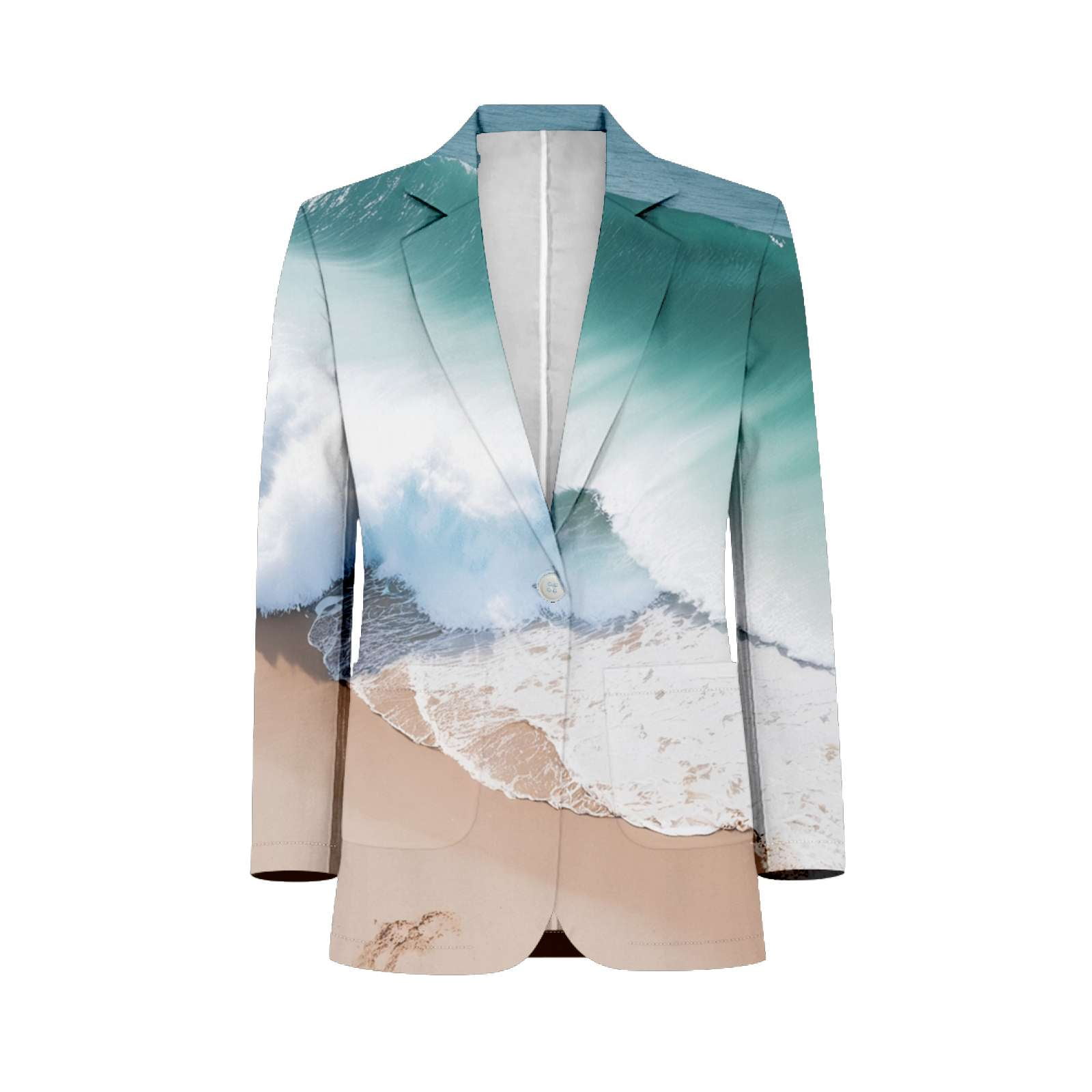 Beach Wave Print Mens Suits Shawl Collar Slim Fit Suit Mens Groom ...