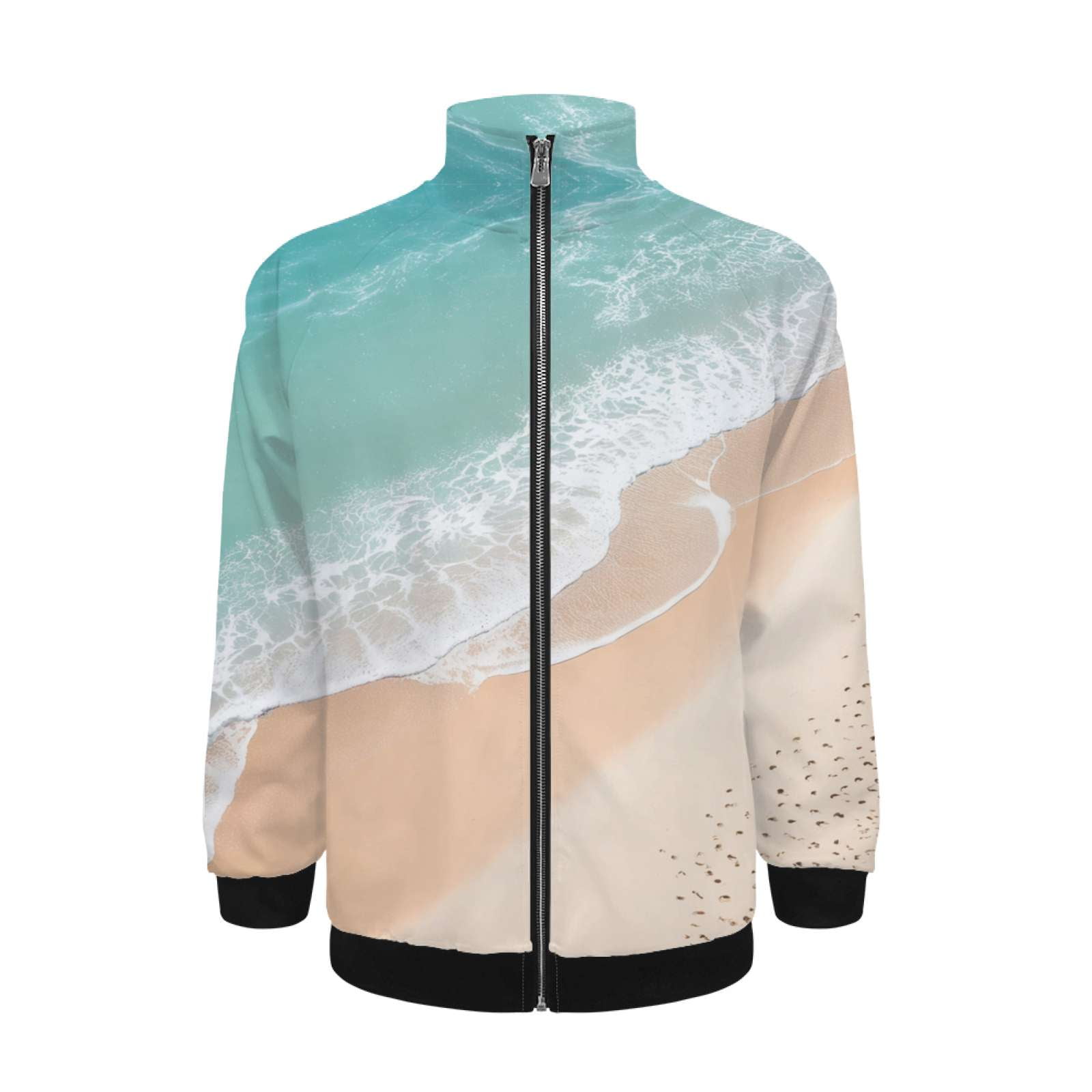 Beach Wave Sand Print Jacket Men's Street Cool Long Sleeves Coat Personality Tops Oversized ...
