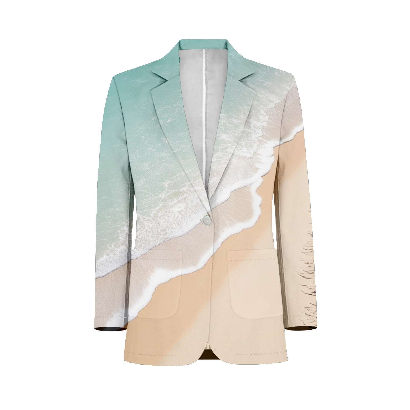 Beach Wave Sand Print Mens Suits Shawl Collar Slim Fit Suit Mens Groom ...