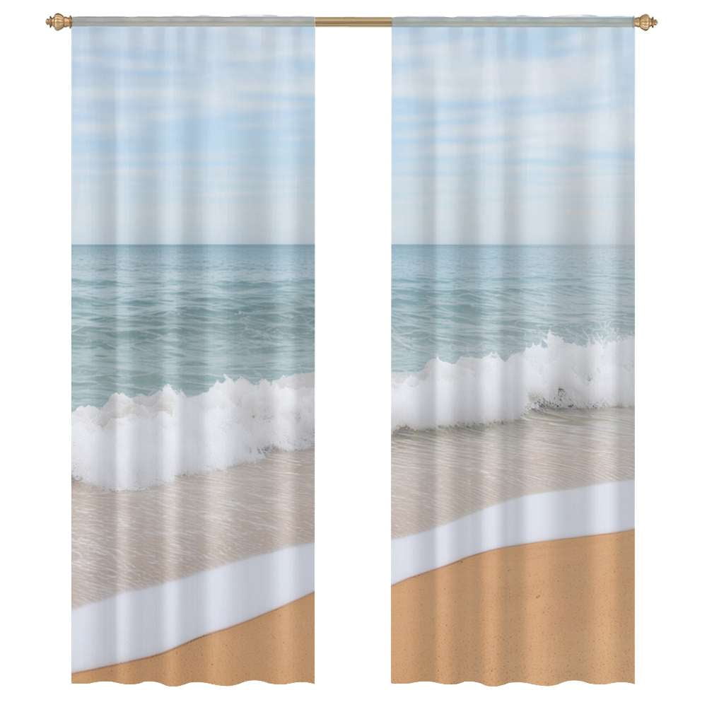 Beach Wave Serenity Sheer Voile Curtain Window Tulle Curtains For ...