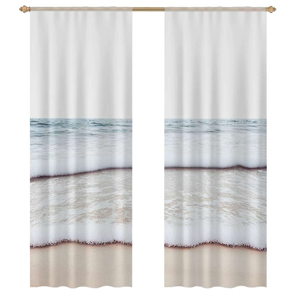 Beach Wave Serenity Sheer Window Curtains for Living Room Kitchen ...