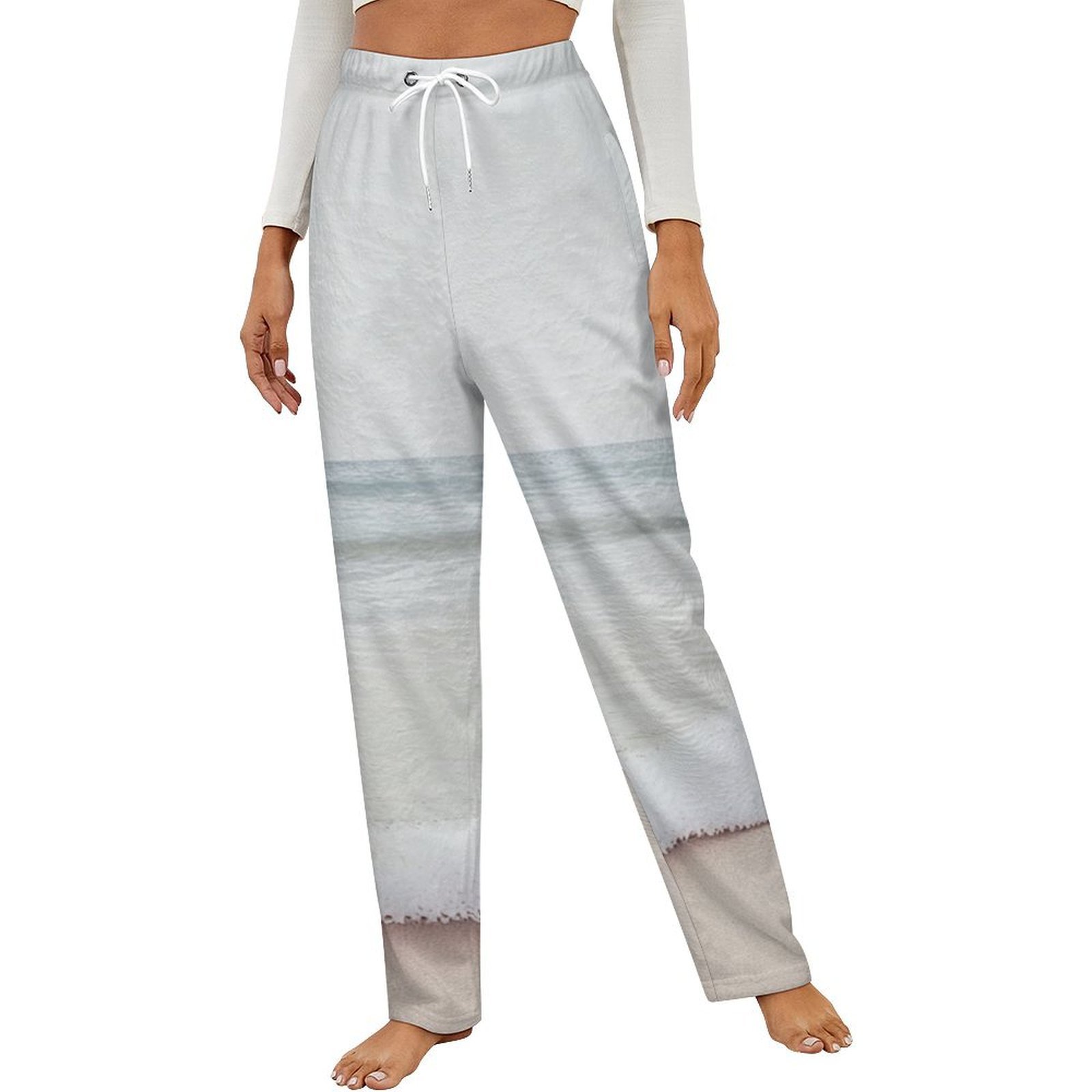 Beach Wave Serenity Winter Female Pants Flannel High Waist Women Pants ...