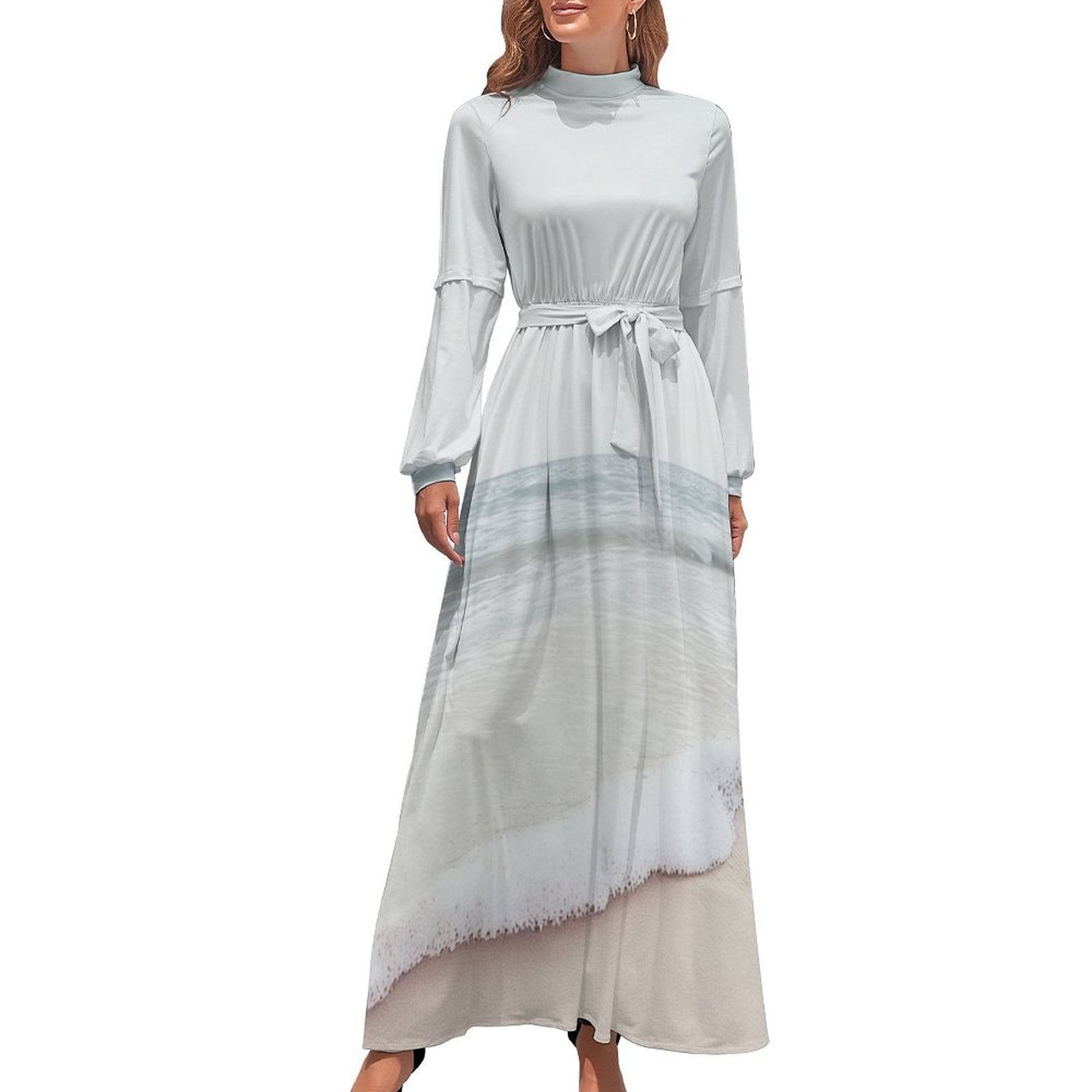 Beach Wave Serenity Women's Long Dress Long Sleeves Dress Vintage ...
