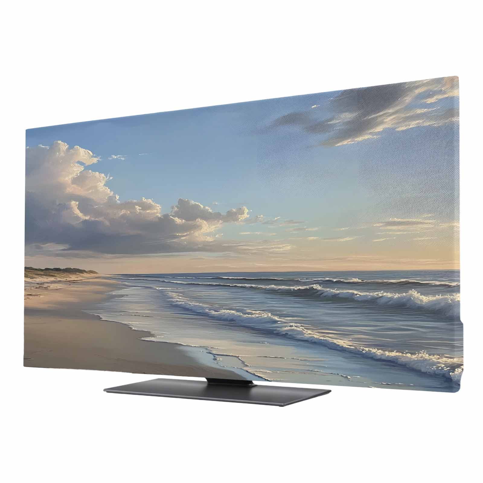 Beach Wave TV Dust Cover 85 Inch, Watercolor Blue Sky Ocean Modern Art ...