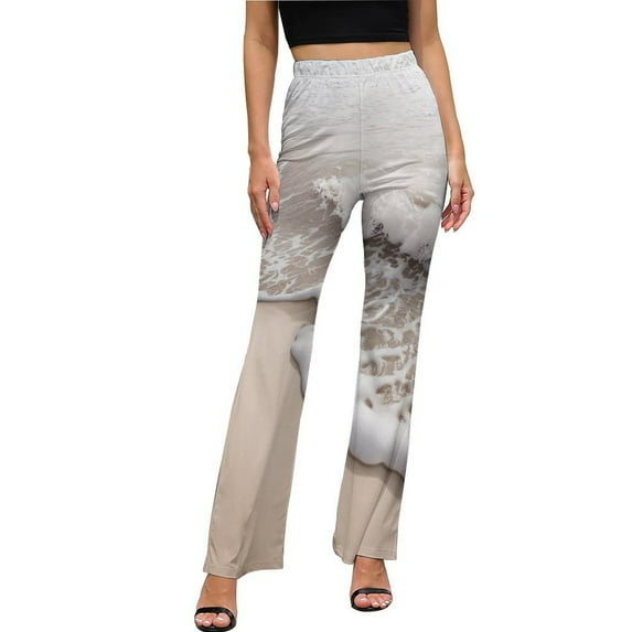 Beach Wave Texture High Waisted Casual Flared Trousers Summer Home ...