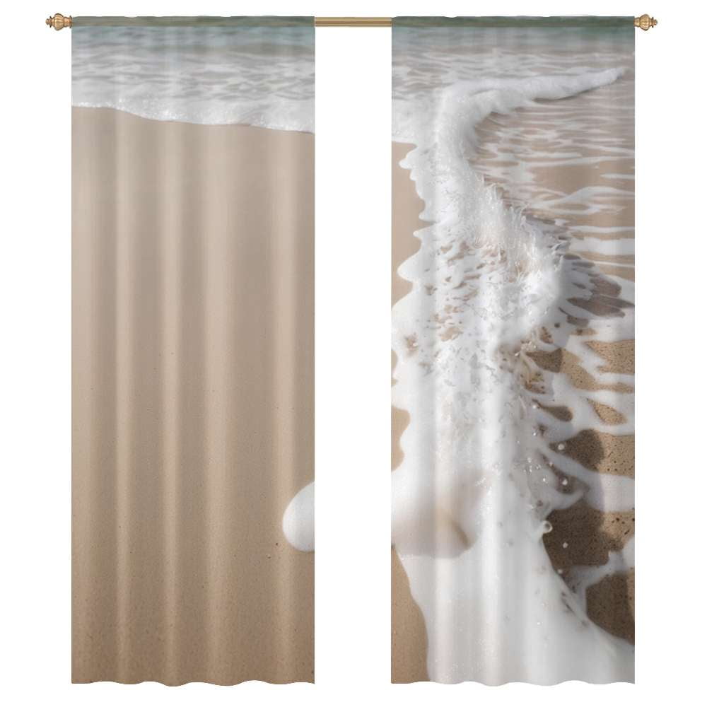 Beach Wave Texture Sheer Voile Curtain Window Tulle Curtains For Living ...