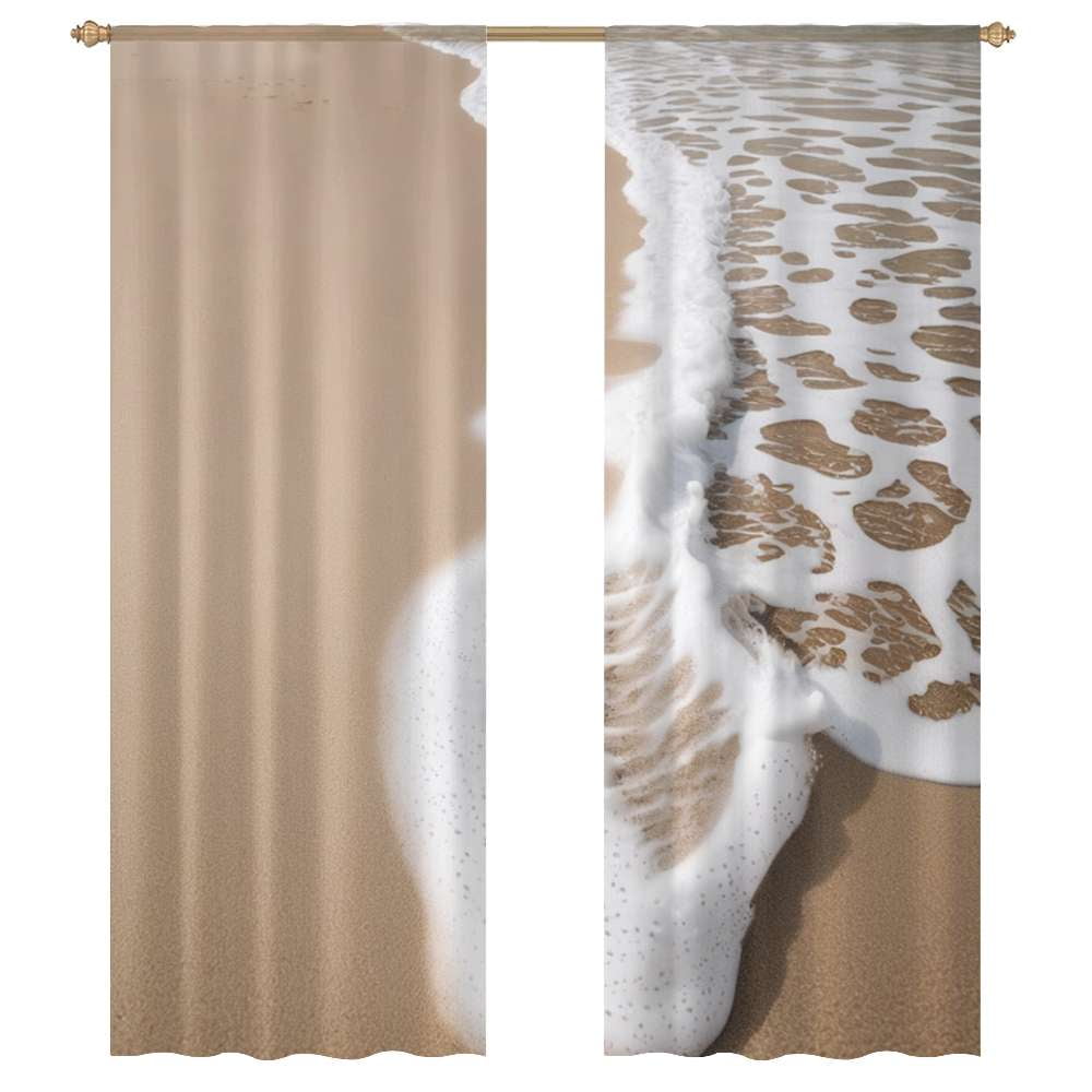 Beach Wave Texture Sheer Voile Curtain Window Tulle Curtains For Living ...