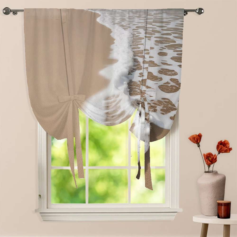 Beach Wave Texture Window Curtain for Living Room Roman Curtain Kitchen ...