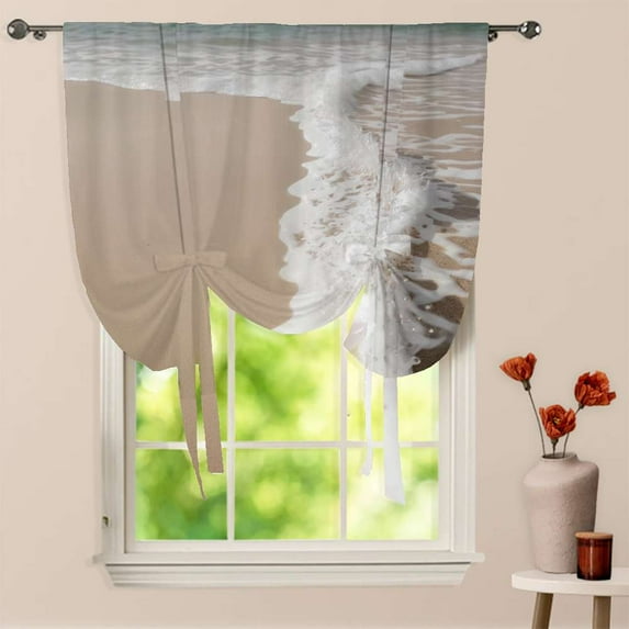 Beach Wave Texture Window Curtain for Living Room Roman Curtain Kitchen ...