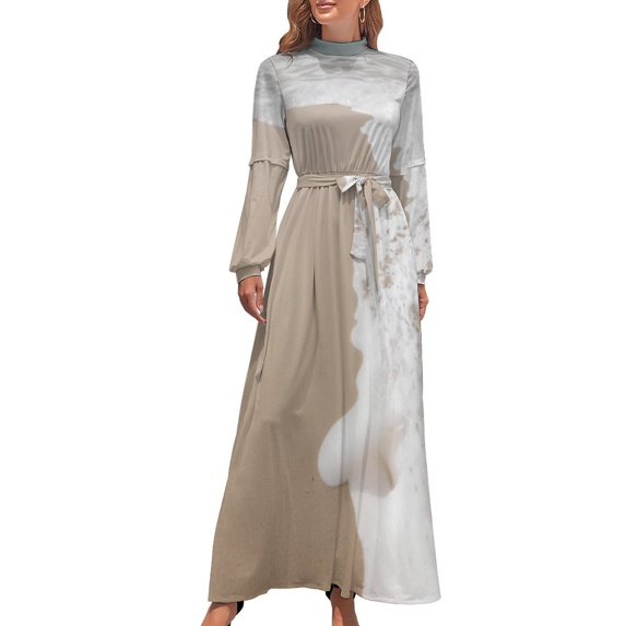 Beach Wave Texture Women's Long Dress Long Sleeves Dress Vintage ...