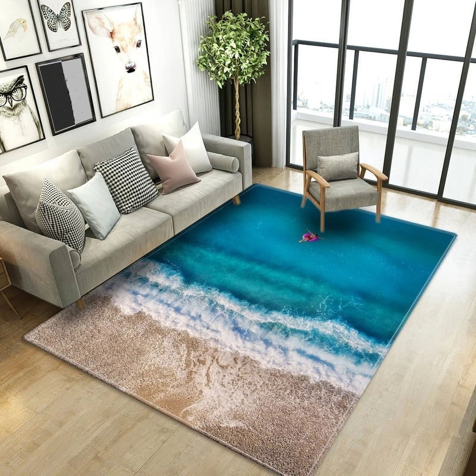 Beach Waves 3D Printed Carpets for Living Room Kids Room Rug Kitchen ...