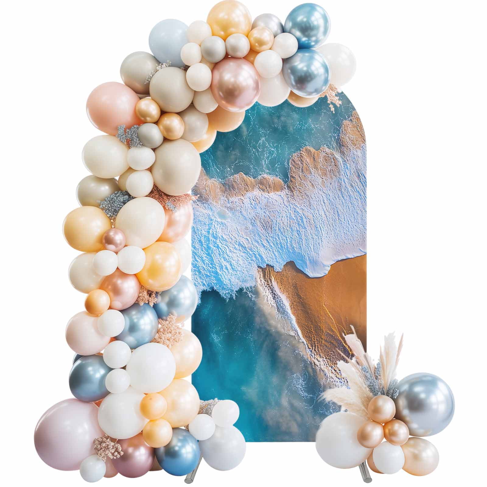 Beach Waves Arch Backdrop Cover 6.6x3.3 Ft, Spandex Wedding Arch Stand ...
