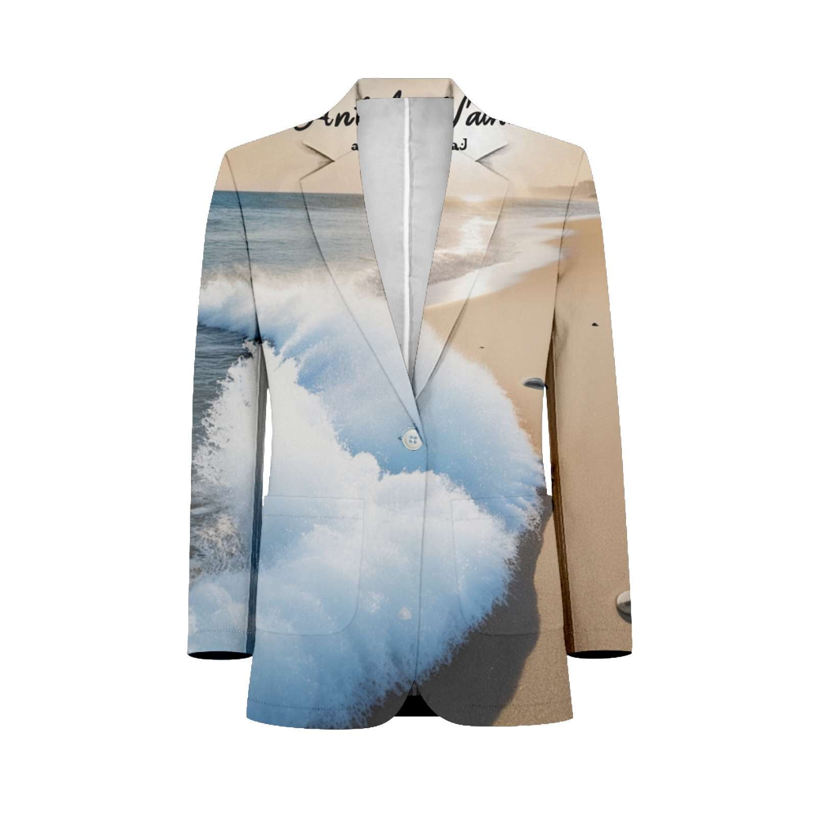 Beach Waves Froth Customized Men's Suits full man Shawl Collar ...