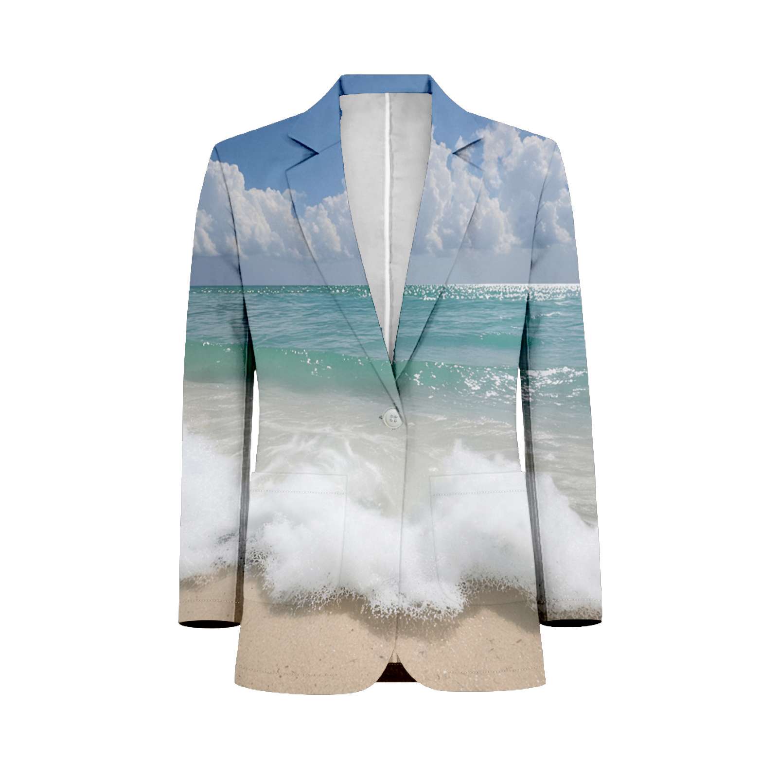 Beach Waves Tranquility Mens Suits Shawl Collar Slim Fit Suit Mens ...