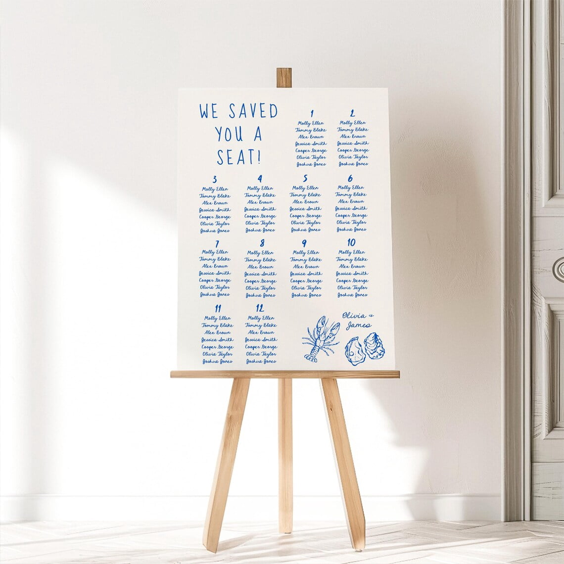 Beach Wedding Seating Chart Sign Hand Drawn Summer Reception Decor ...