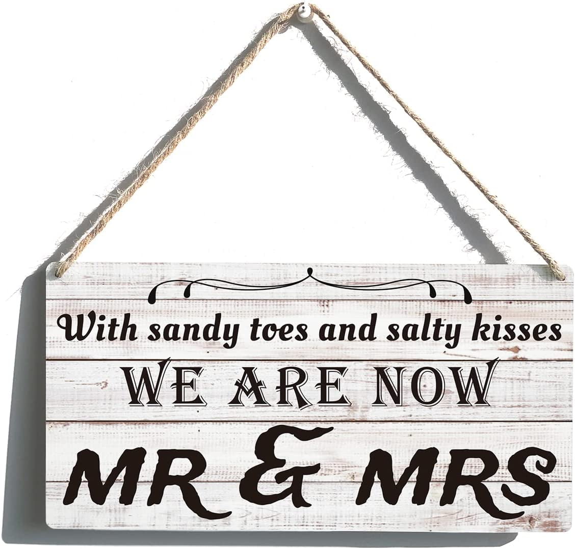 Beach Wedding Sign Funny Farmhouse With Sandy Toes Mr & Mrs Wooden ...