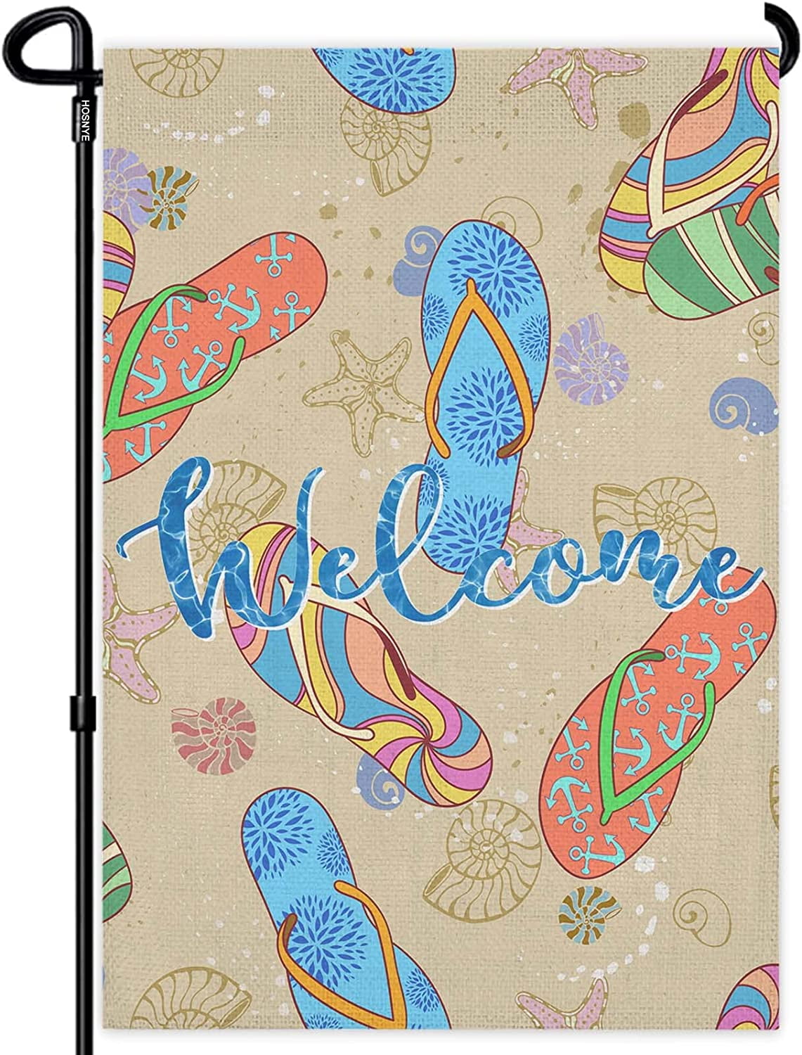Beach Welcome Garden Flag Vertical Double Sided Flip Flops on Summer ...