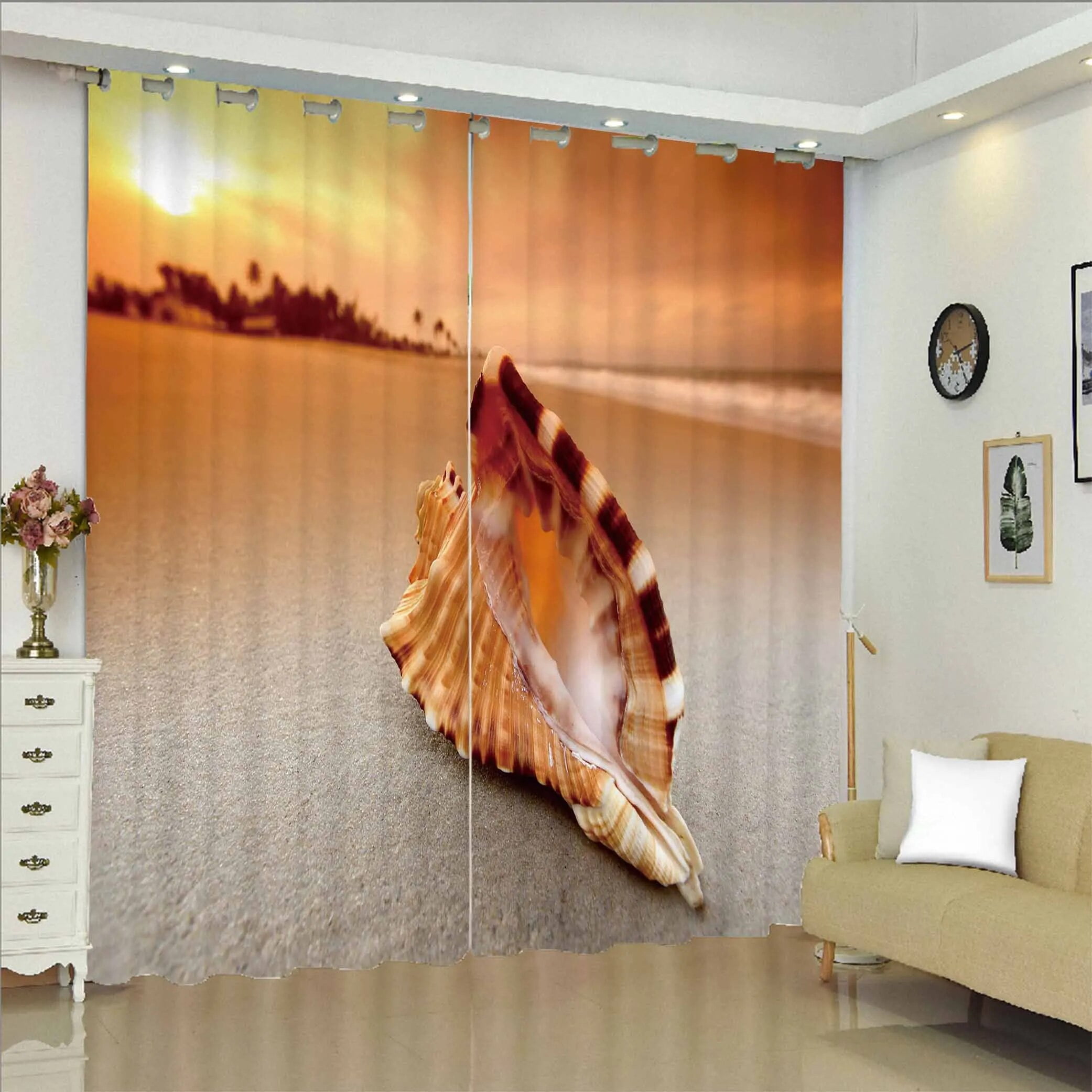 Beach Window Curtains for Bedroom Decor Ocean Curtains Palm Tree Leaves ...