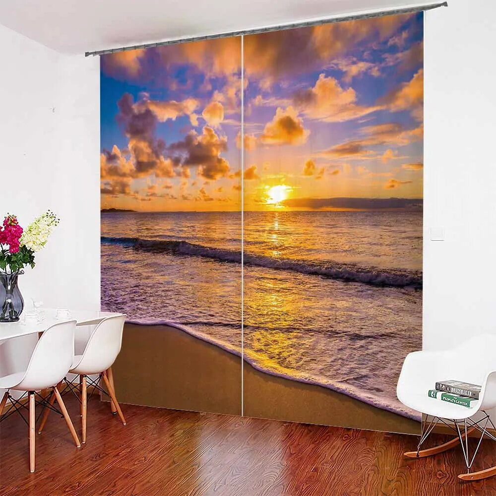 Beach Window Curtains for Bedroom Decor Ocean Curtains Palm Tree Leaves ...